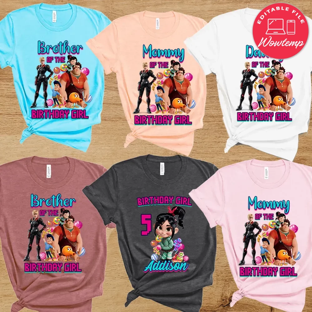 Vanellope Von Schweetz Birthday Family Matching Party Shirts | Wowtemp