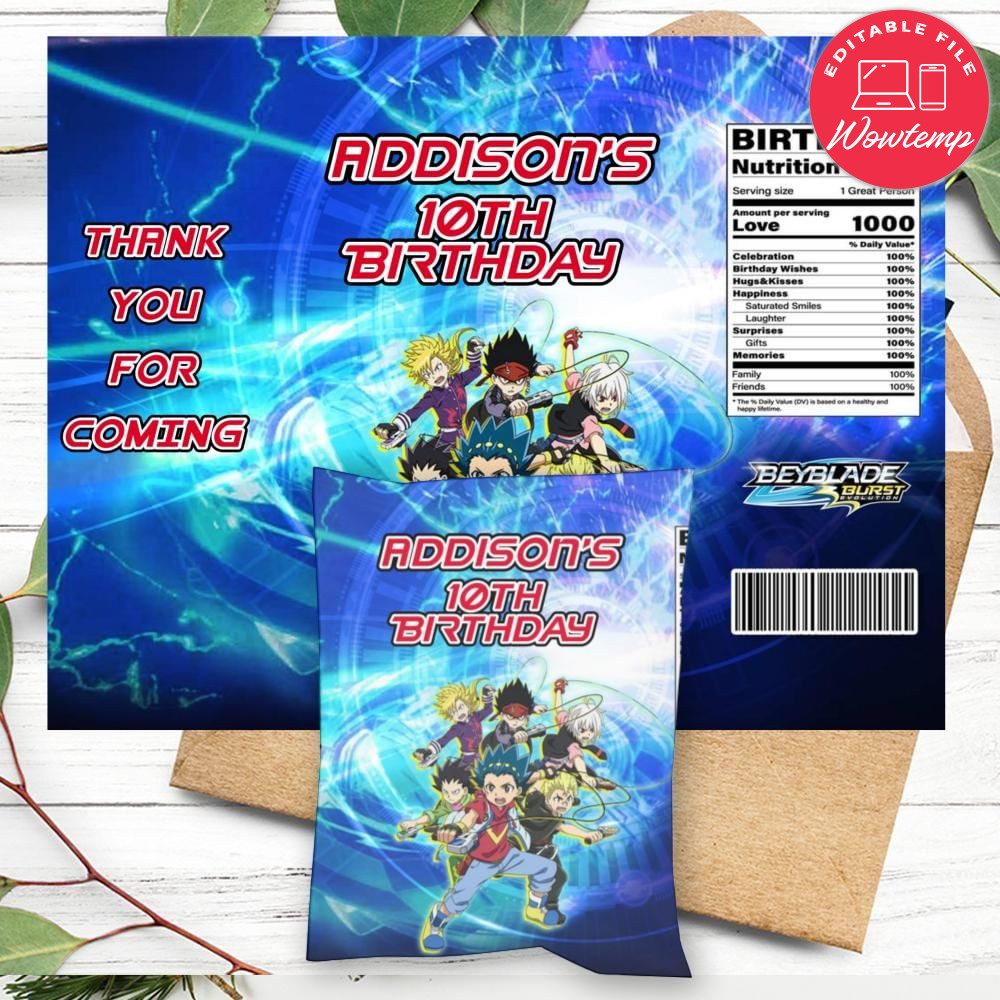 Beyblade Chip Bag Digital File Printable DIY | Wowtemp