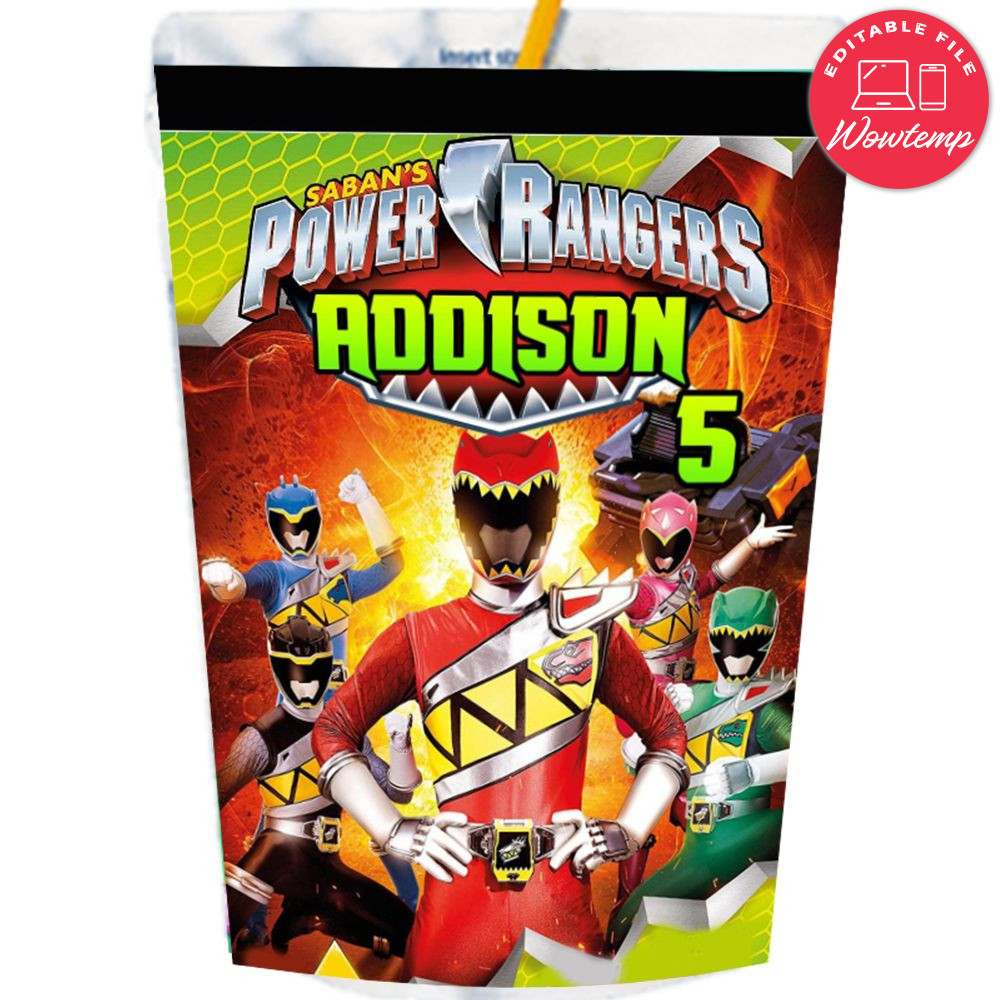 Power ranger Capri Sun Labels Digital File Printable | Wowtemp