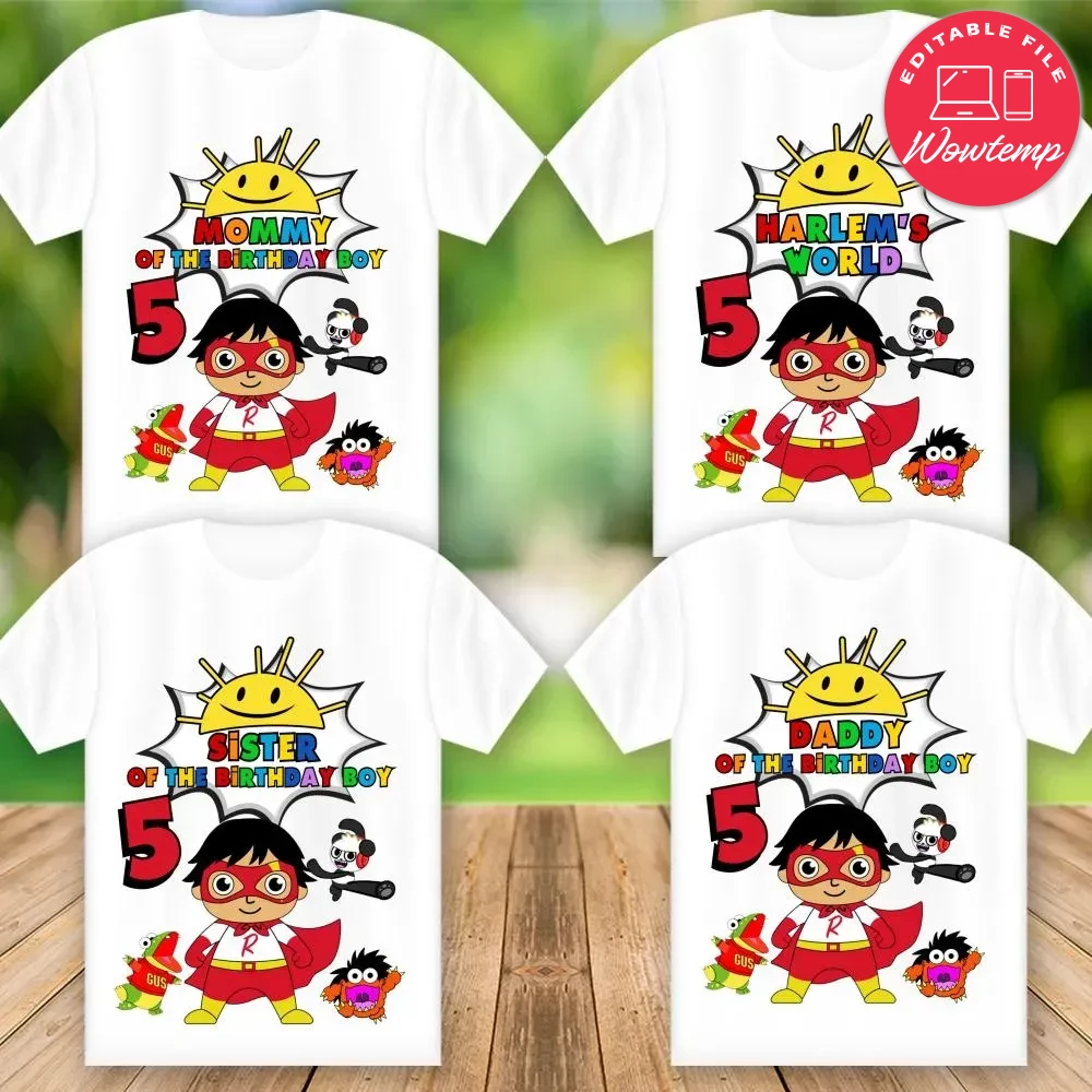 Ryan's World Family Matching Birthday Shirt PNG Files DIY | Wowtemp