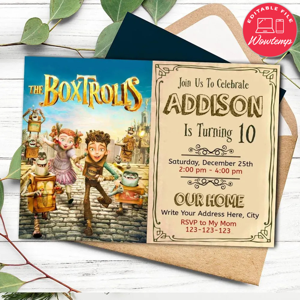 The Boxtrolls Birthday Flyer Printable Instant Download | Zingtemp