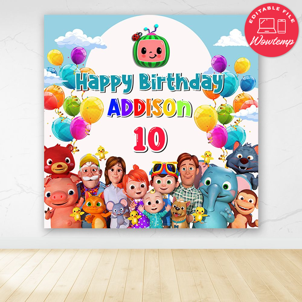 Printable Cocomelon Birthday Backdrop Digital File DIY | Wowtemp