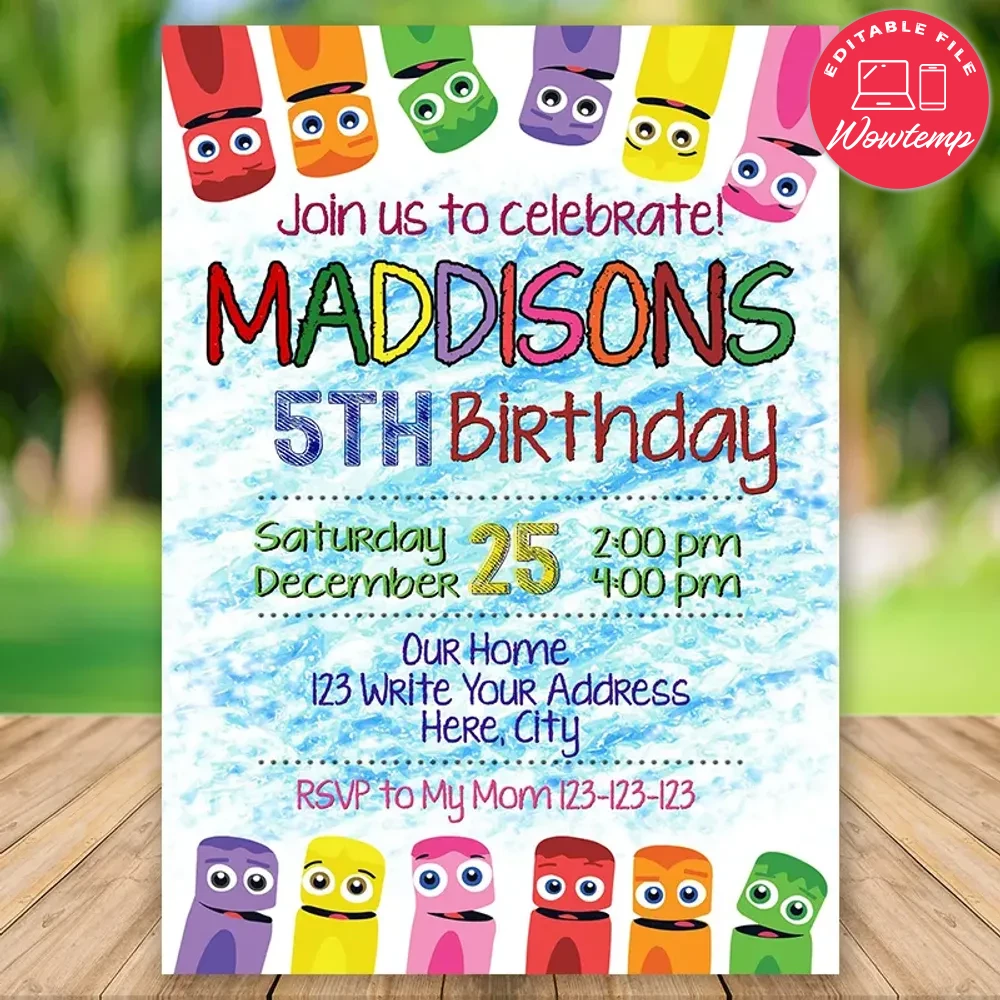 Editable Color Crew Invitation - Art Party Invitation DIY | Wowtemp