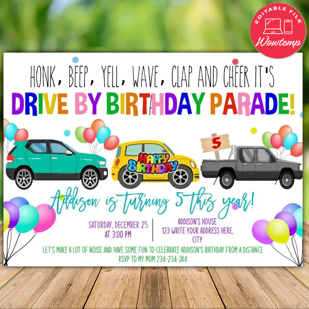 Printable Car Parade Social Distancing Flyer Template DIY | Wowtemp