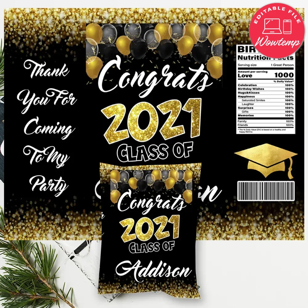 Graduation Class of 2021 Chip Bag Digital File DIY | Wowtemp