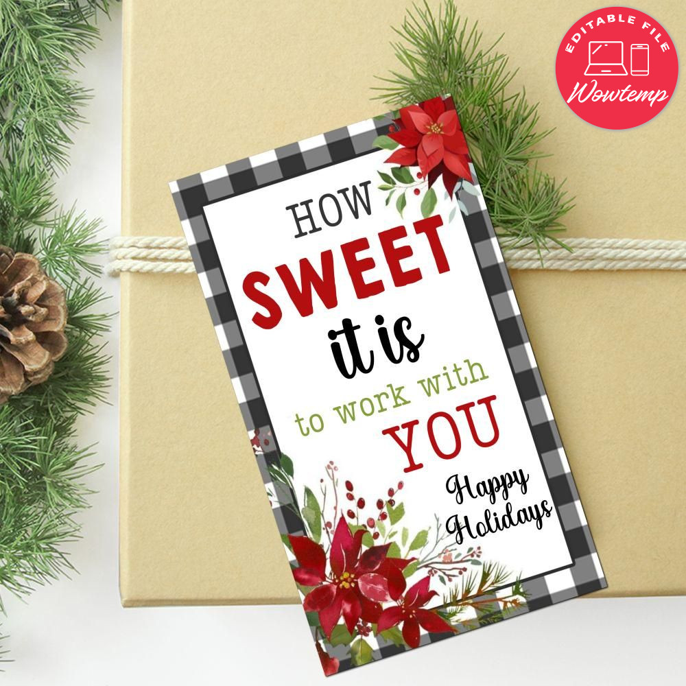 Christmas Holiday Staff Gift Tag Customizable Template DIY | Wowtemp