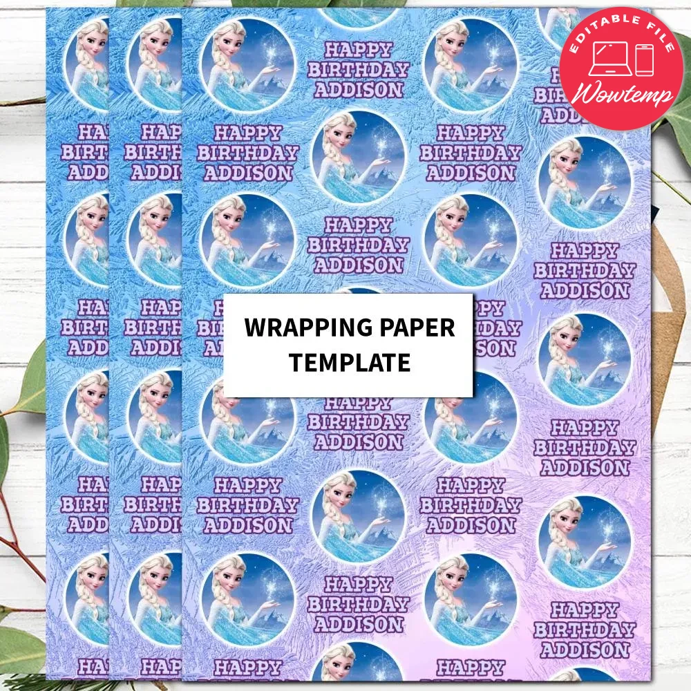 Disney Elsa Wrapping Paper Template to Print at Home DIY | Wowtemp