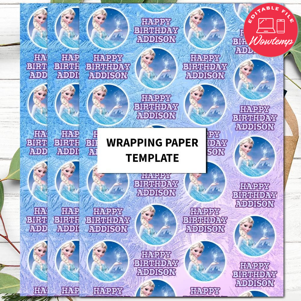 Disney Elsa Wrapping Paper Template to Print at Home DIY | Wowtemp