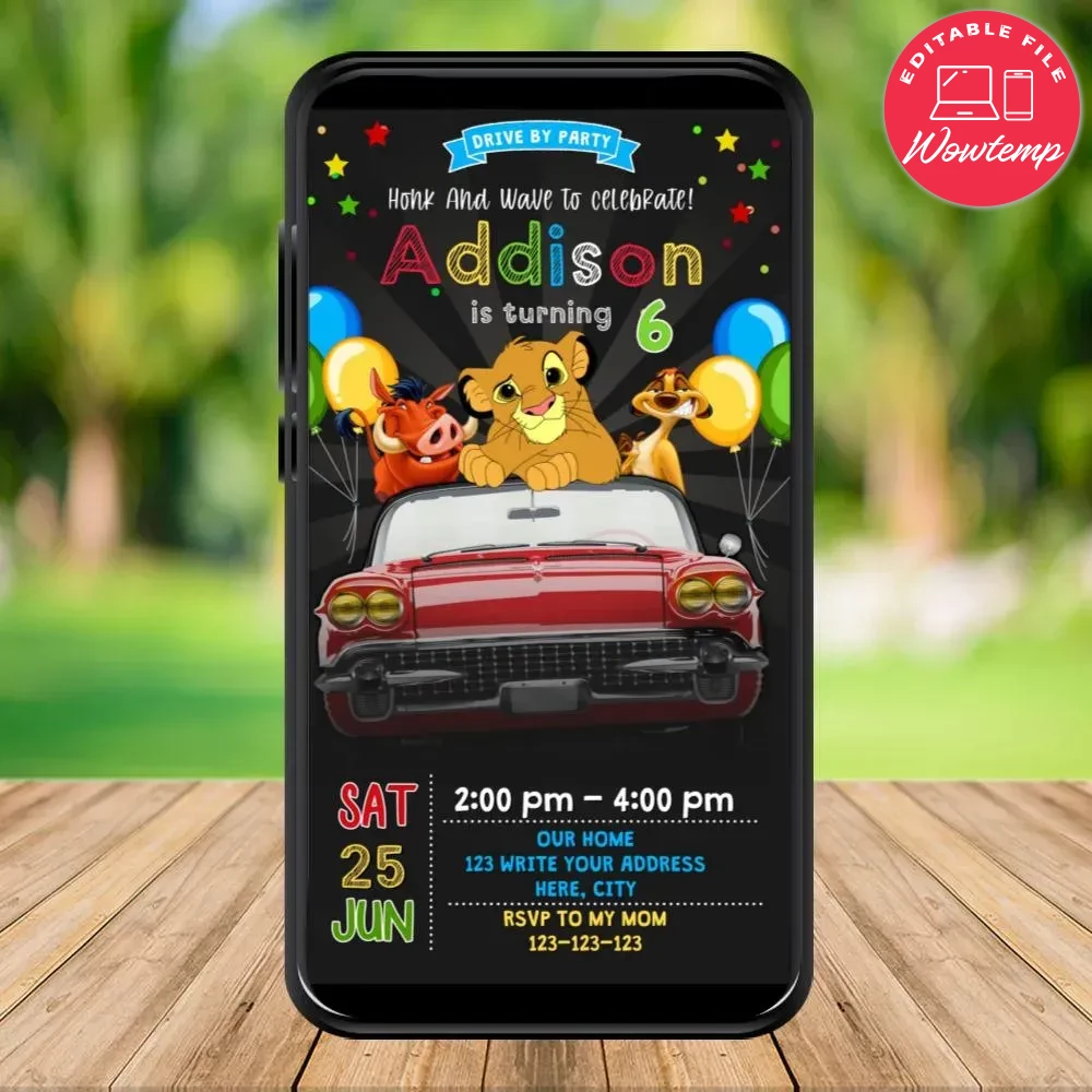 Mobile Lion King Drive By Birthday Parade Electronic Invite Invitation ...