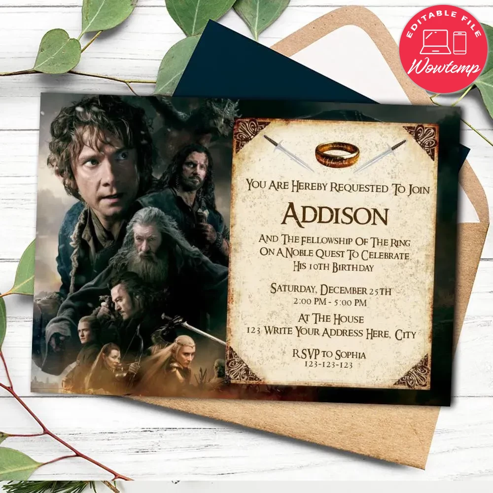 The hobbit Invitation Customizable Template DIY | Wowtemp