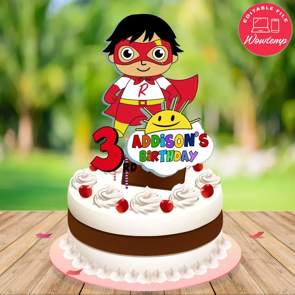 Printable Ryans World Birthday Cake Topper Template DIY | Wowtemp