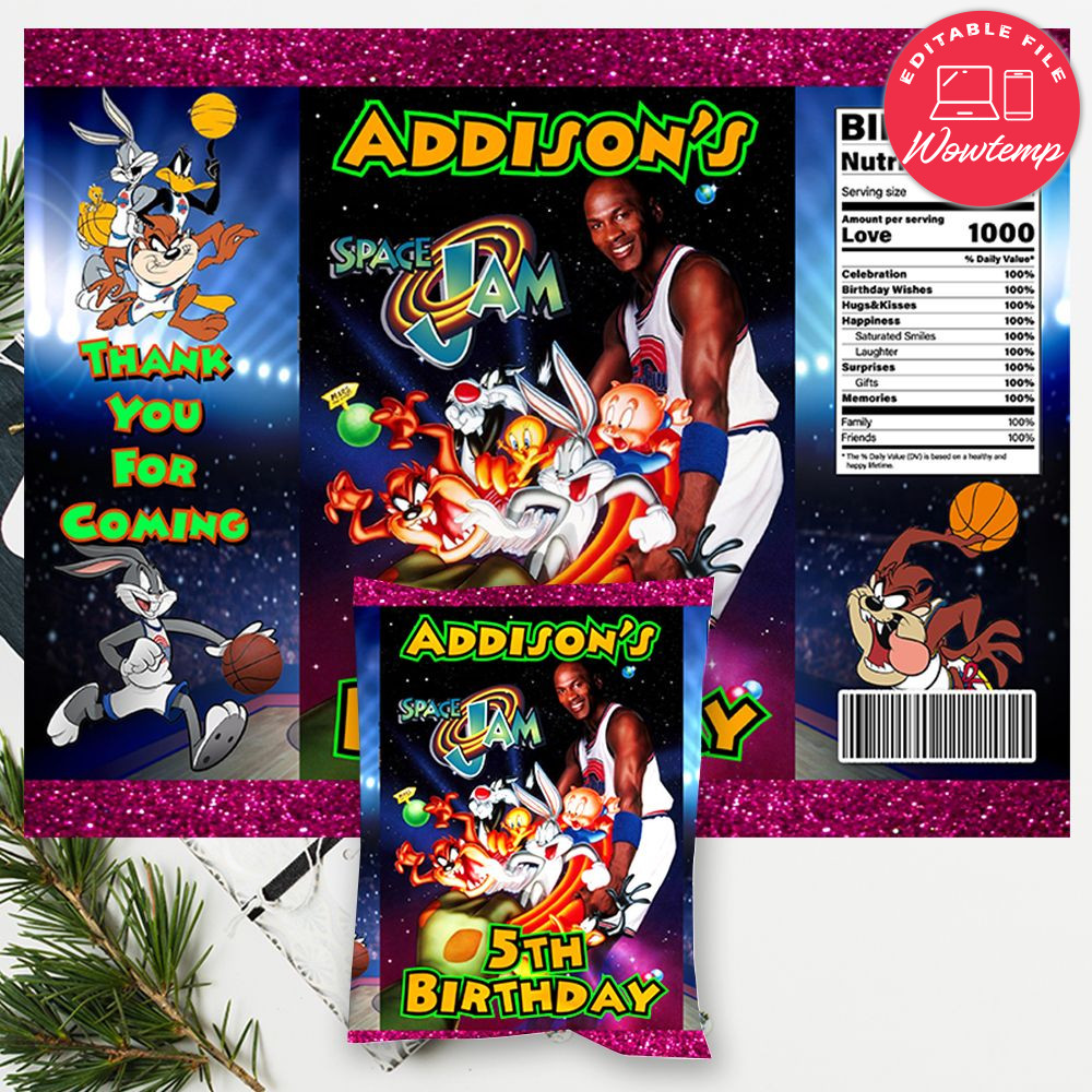 Space Jam Birthday Chip Bag Digital File Printable DIY | Zingtemp