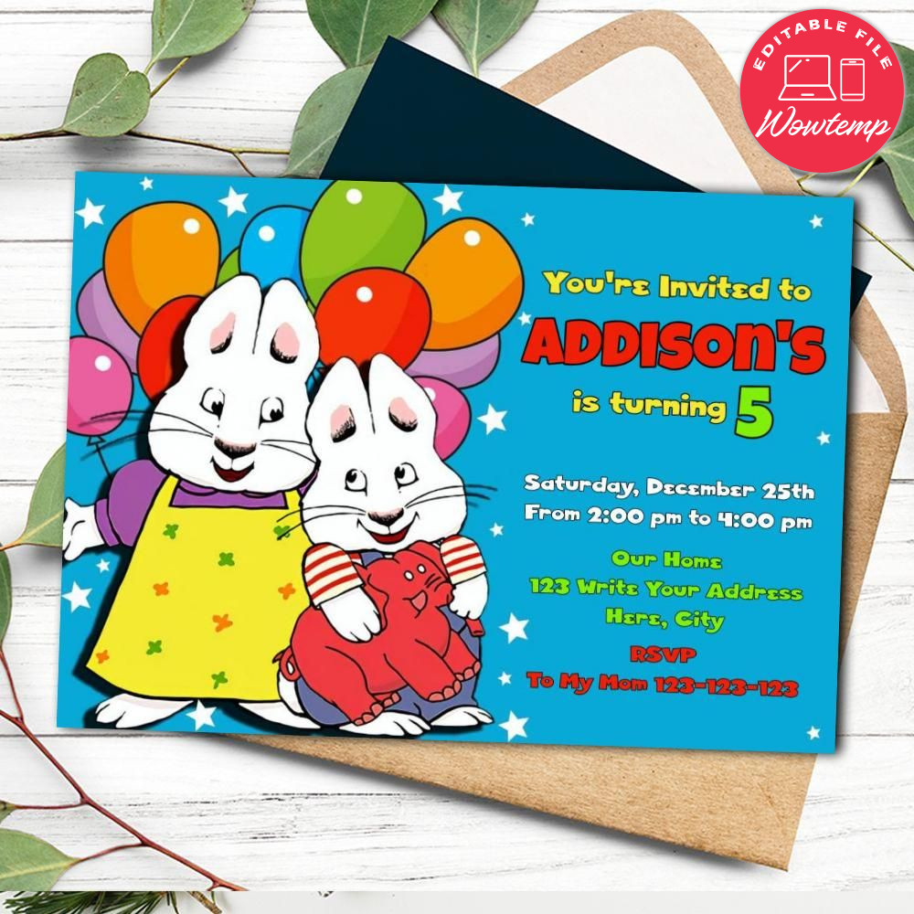 Max & Ruby Birthday Invitation Template to print at home | Wowtemp