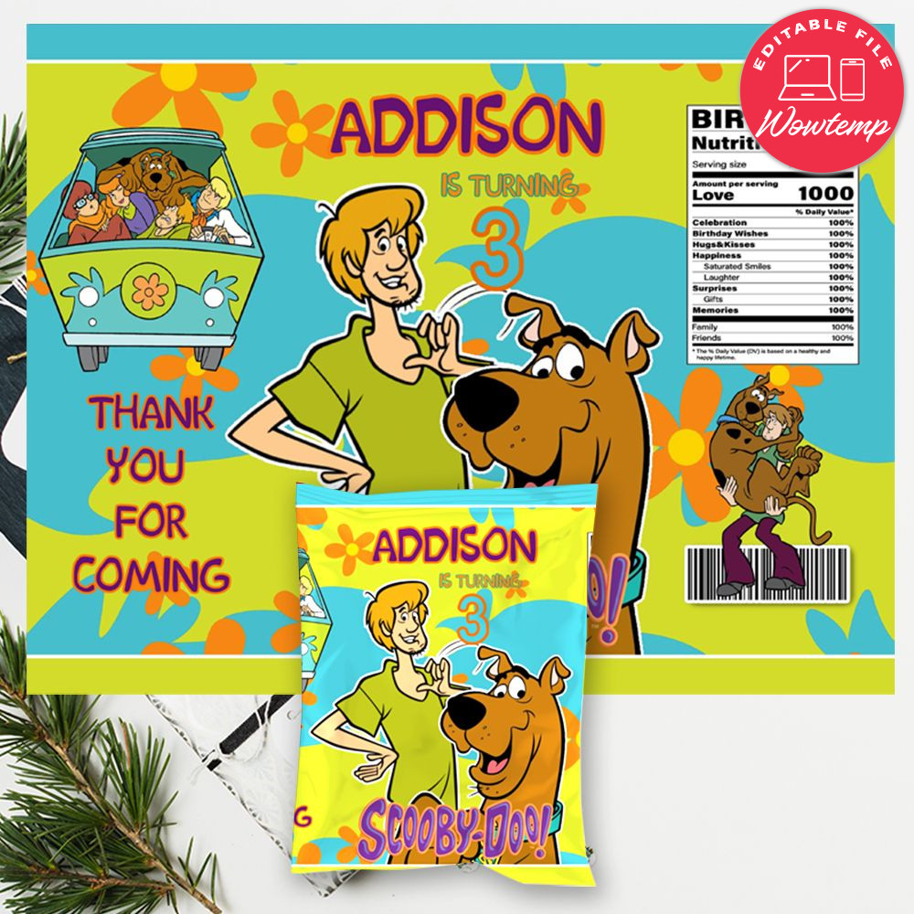 Scooby Doo Chip Bag Digital File Printable DIY | Wowtemp