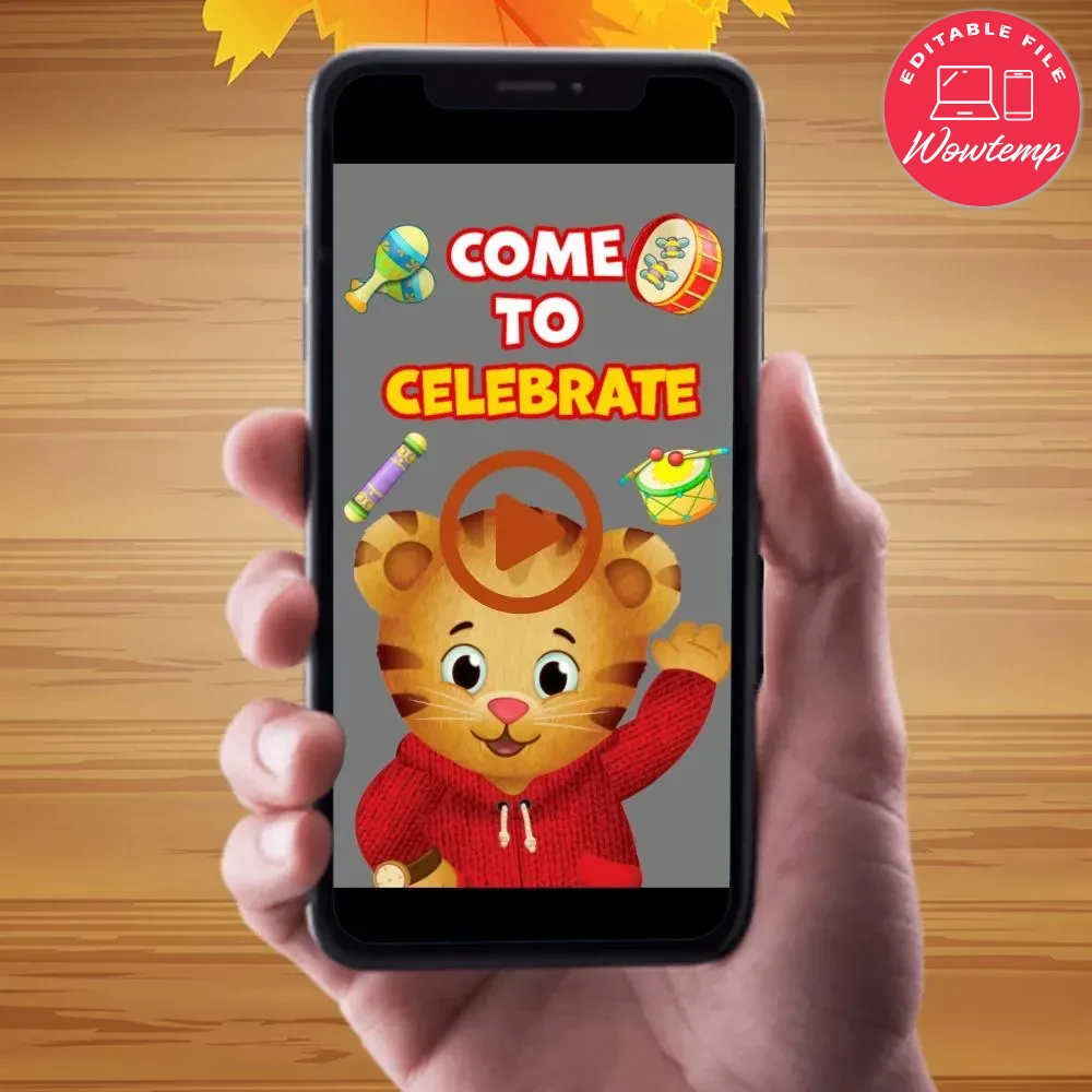 Daniel Tiger Video Invitation Digital Template Customizable DIY | Wowtemp