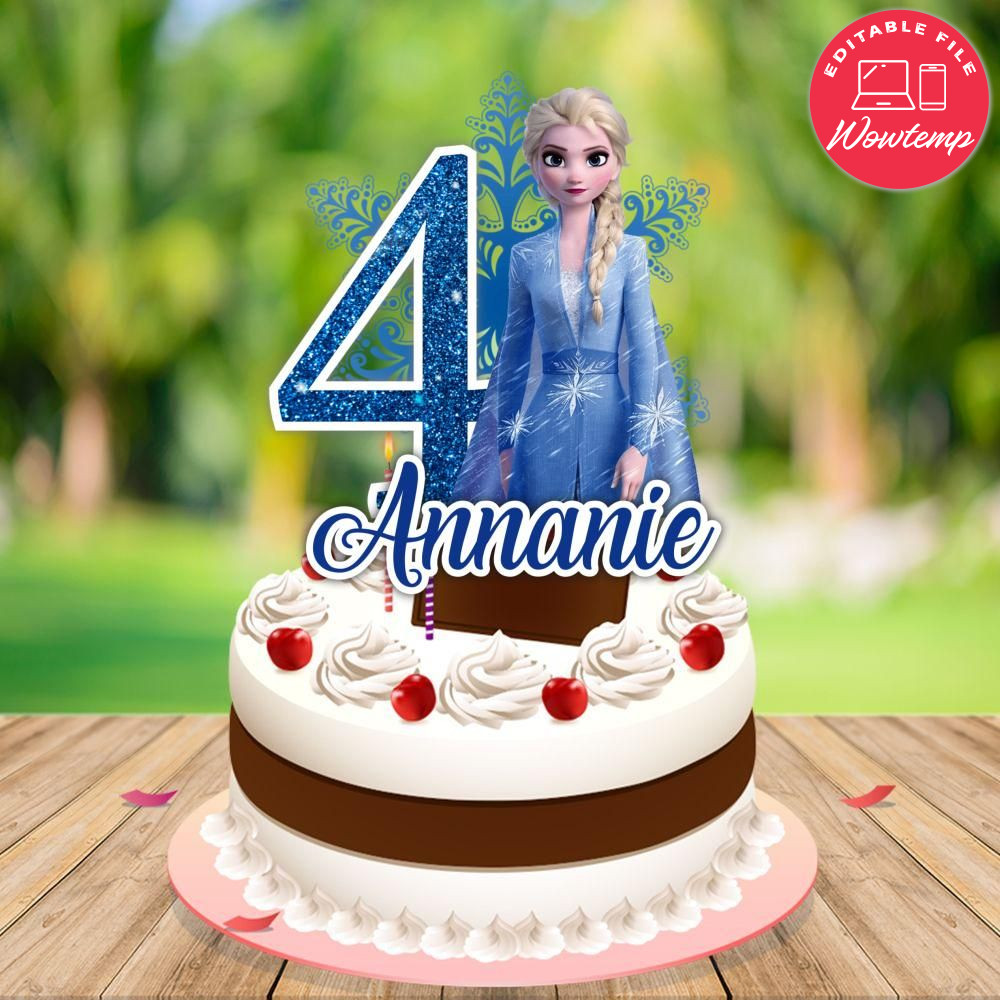 Printable Frozen 2 Elsa Birthday Cake Topper Template DIY | Wowtemp