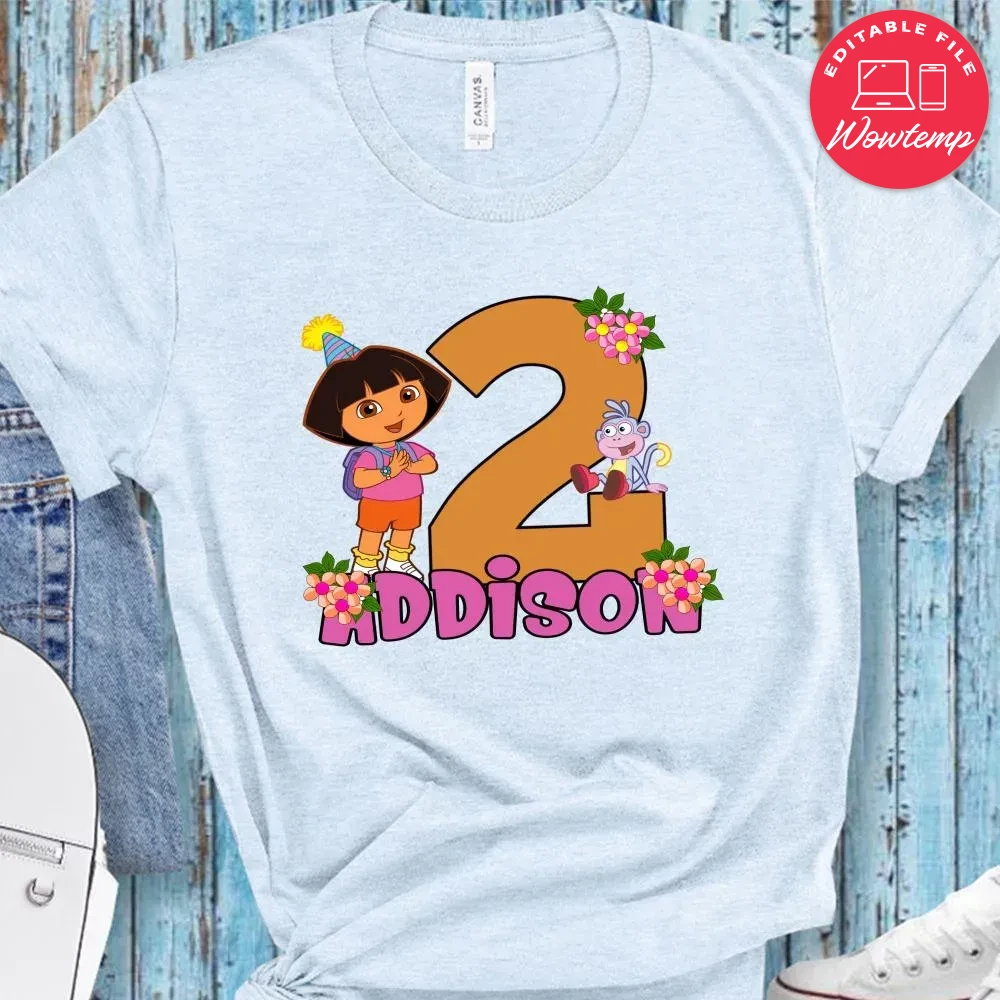 Custom Dora the explorer Birthday Shirt for Girl | Wowtemp