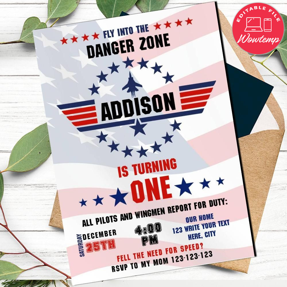 Top Gun Invitation Template to print at home DIY | Wowtemp