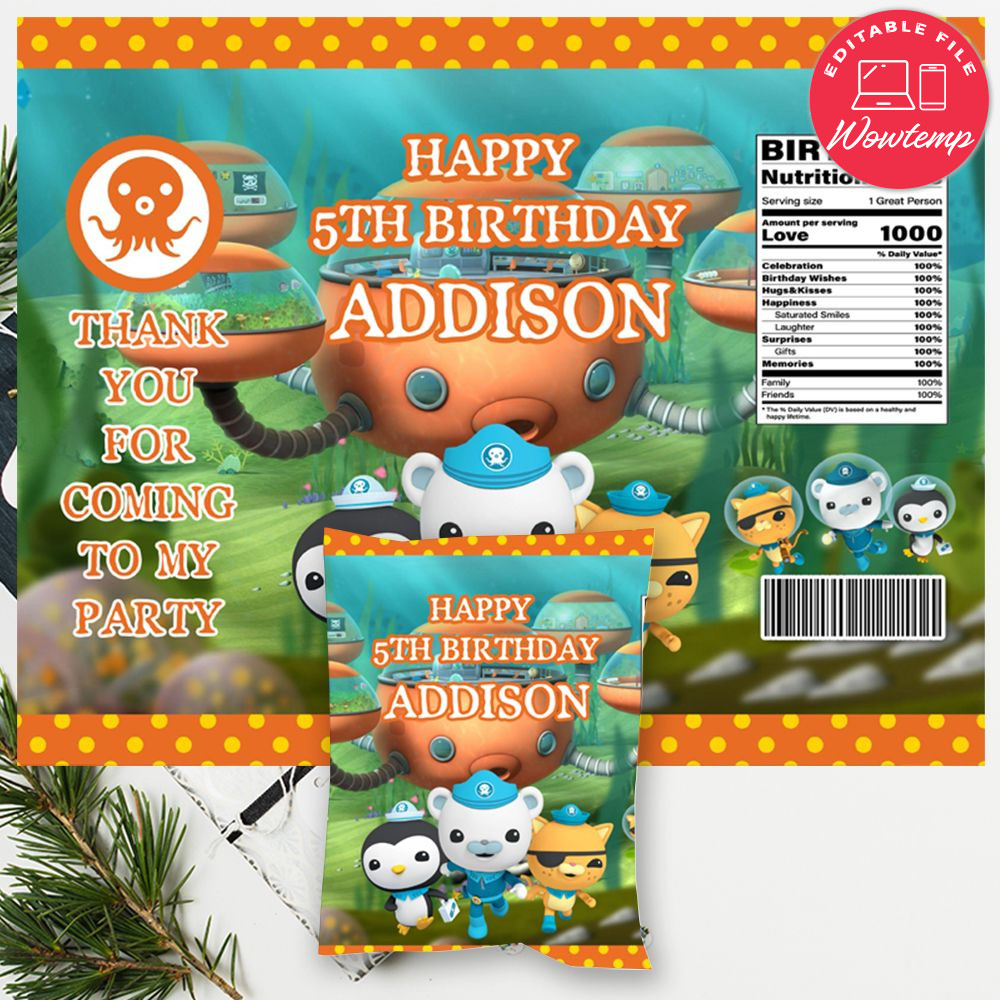 Octonauts Chip Bag Digital File Printable DIY | Wowtemp