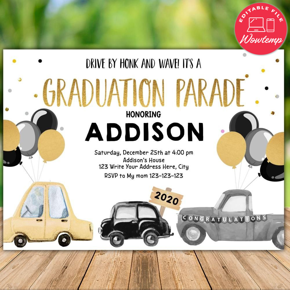 Printable Quarantine Graduate Class of 2020 Invitation DIY | Wowtemp