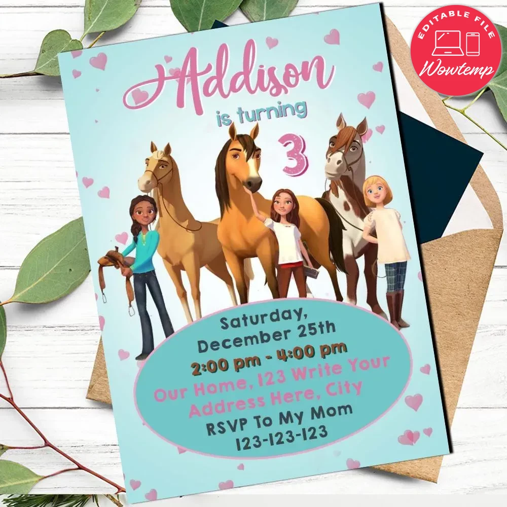Spirit Riding Free Invitation Customizable Template DIY | Wowtemp