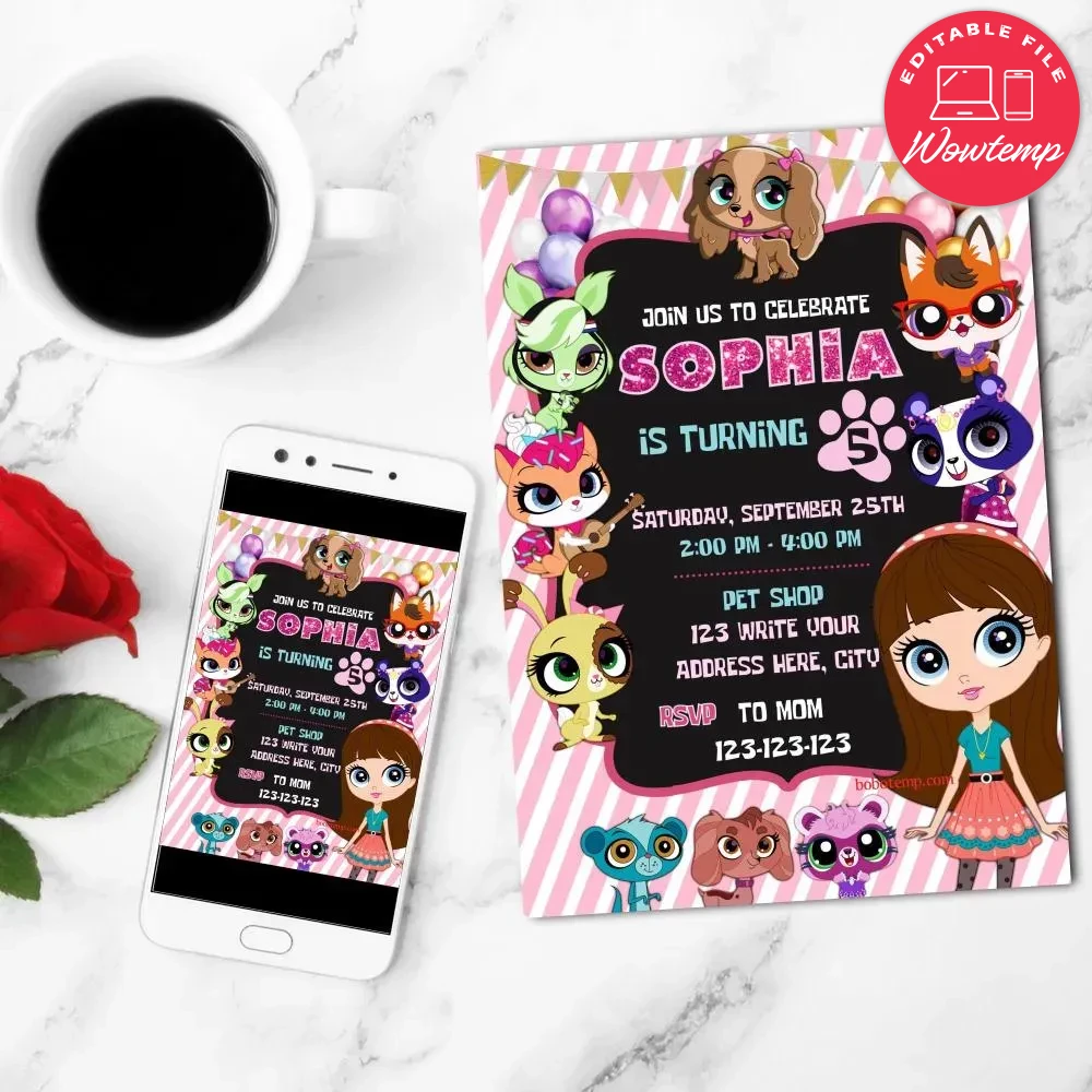 LPS Invitation Customizable Template Instant Download | Wowtemp
