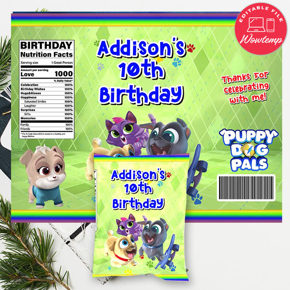 Puppy Dog Pals Chip Bag Digital File Printable Instant Download | Wowtemp