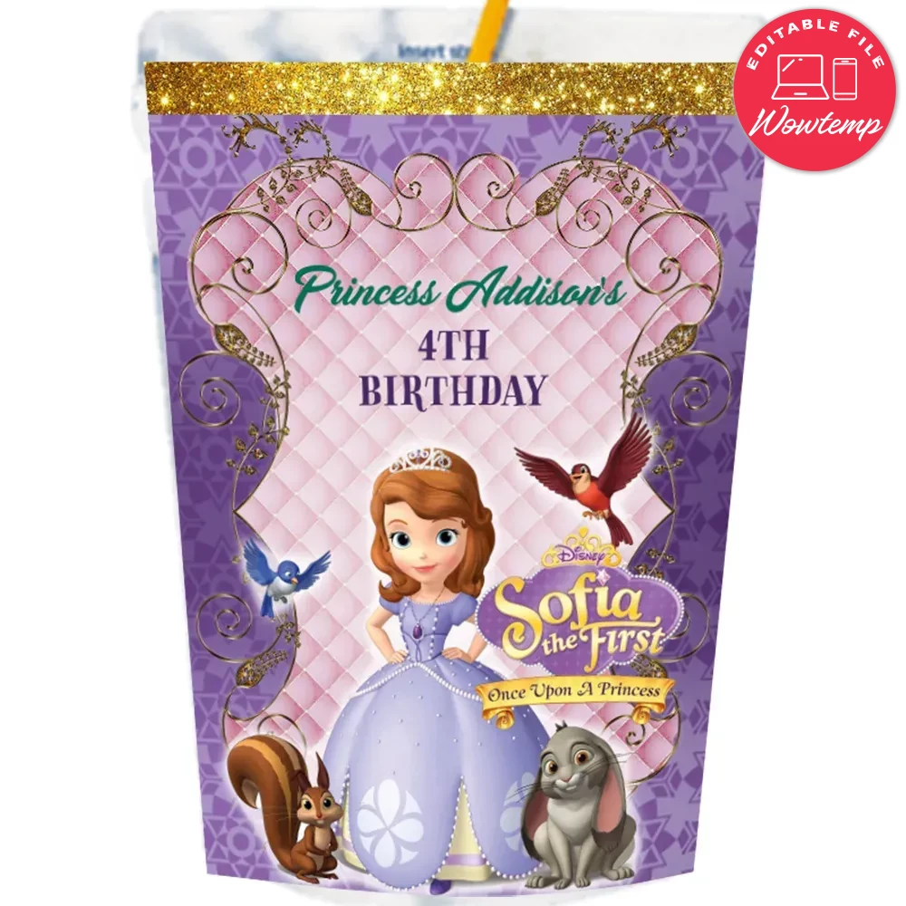 Princess Sofia The First Capri Sun Labels Digital File Printable Wowtemp 8378
