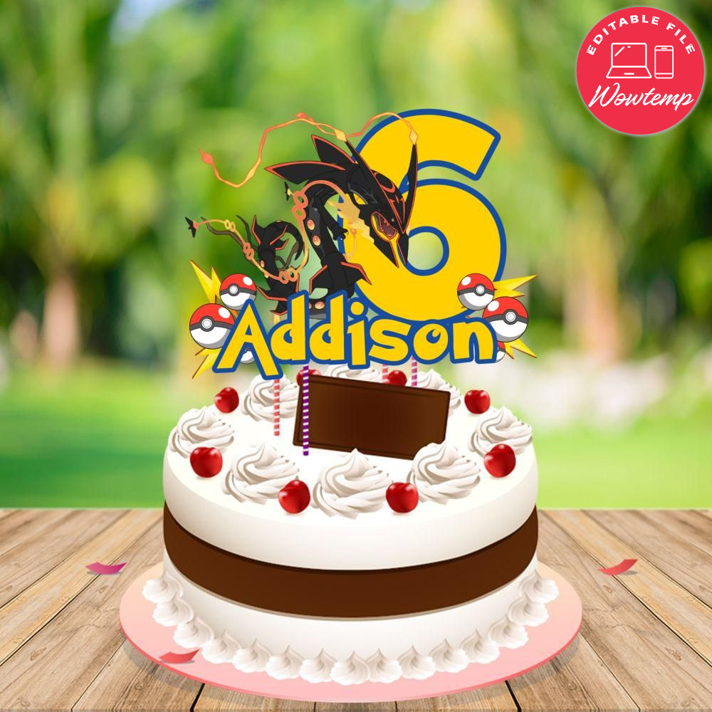 Rayquaza Pokemon Birthday Cake Topper Template Printable DIY | Wowtemp