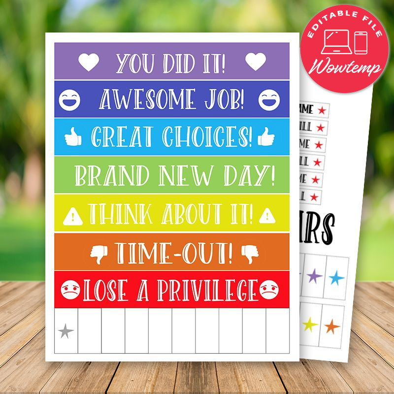 Printable Classroom Behavior Chart Template Instant Download | Wowtemp