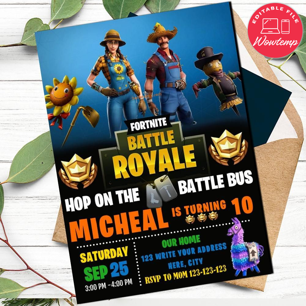 Editable Cowgirl Cowboy Gamer Inspired Birthday Party Invites | Wowtemp