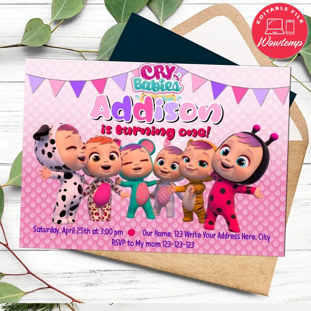 Customizable Cry Babies Birthday Flyer Instant Download | Wowtemp