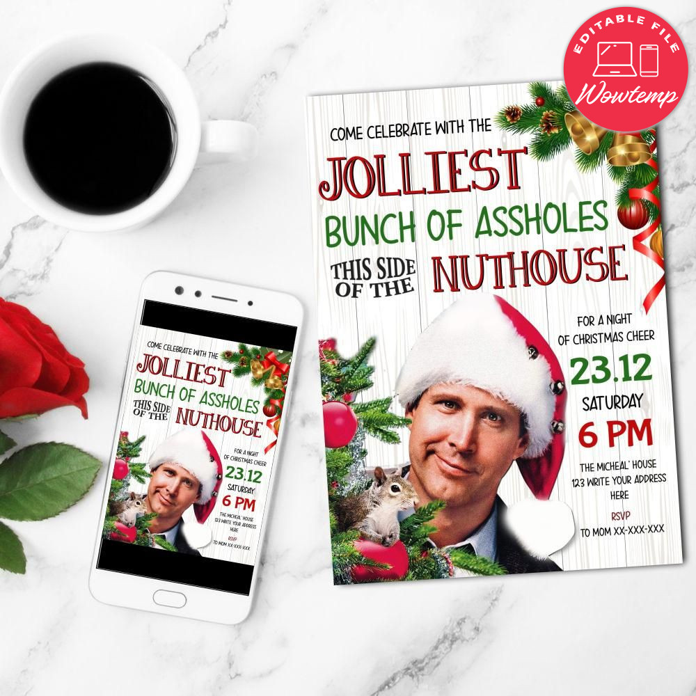 Funny Christmas Invitation Customizable Template Instant Download | Wowtemp