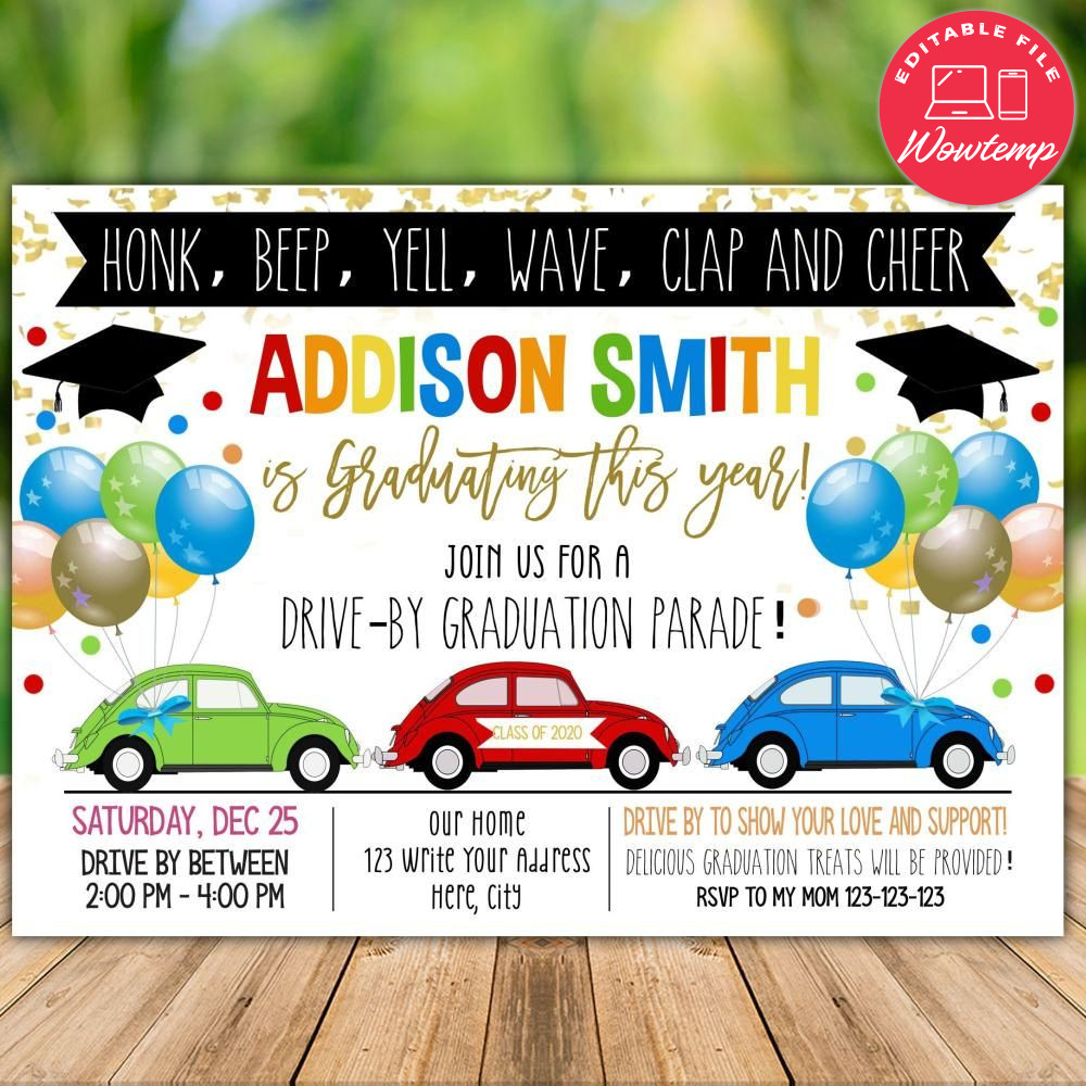Printable Drive By Graduation Parade 6x4 Template | Wowtemp