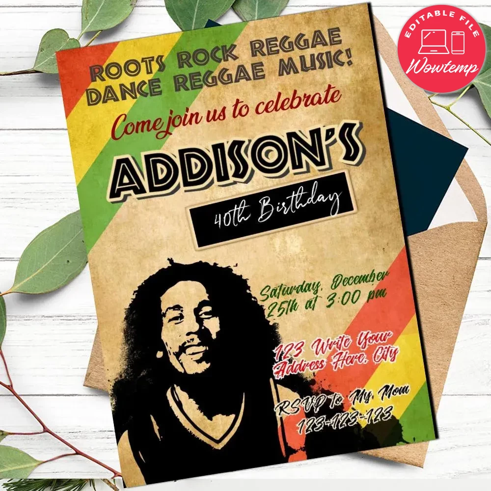 Reggae Jamaican Invitation Customizable Template | Wowtemp