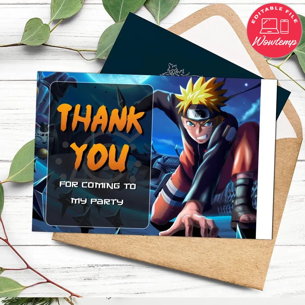 Naruto Party Thank you card Template to Print at Home | Wowtemp