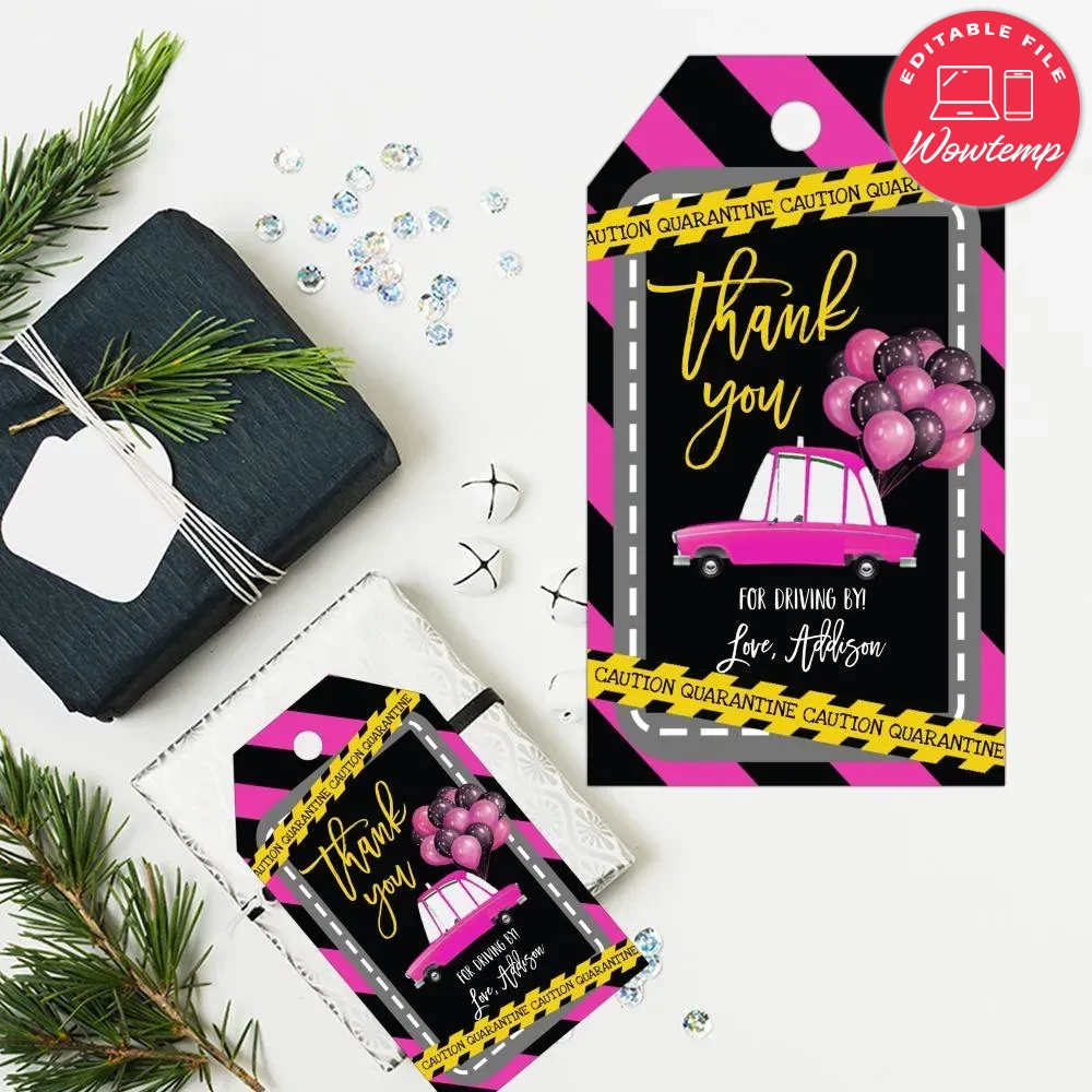 Printable Drive By Birthday Parade Favor Tag for Girl DIY | Wowtemp