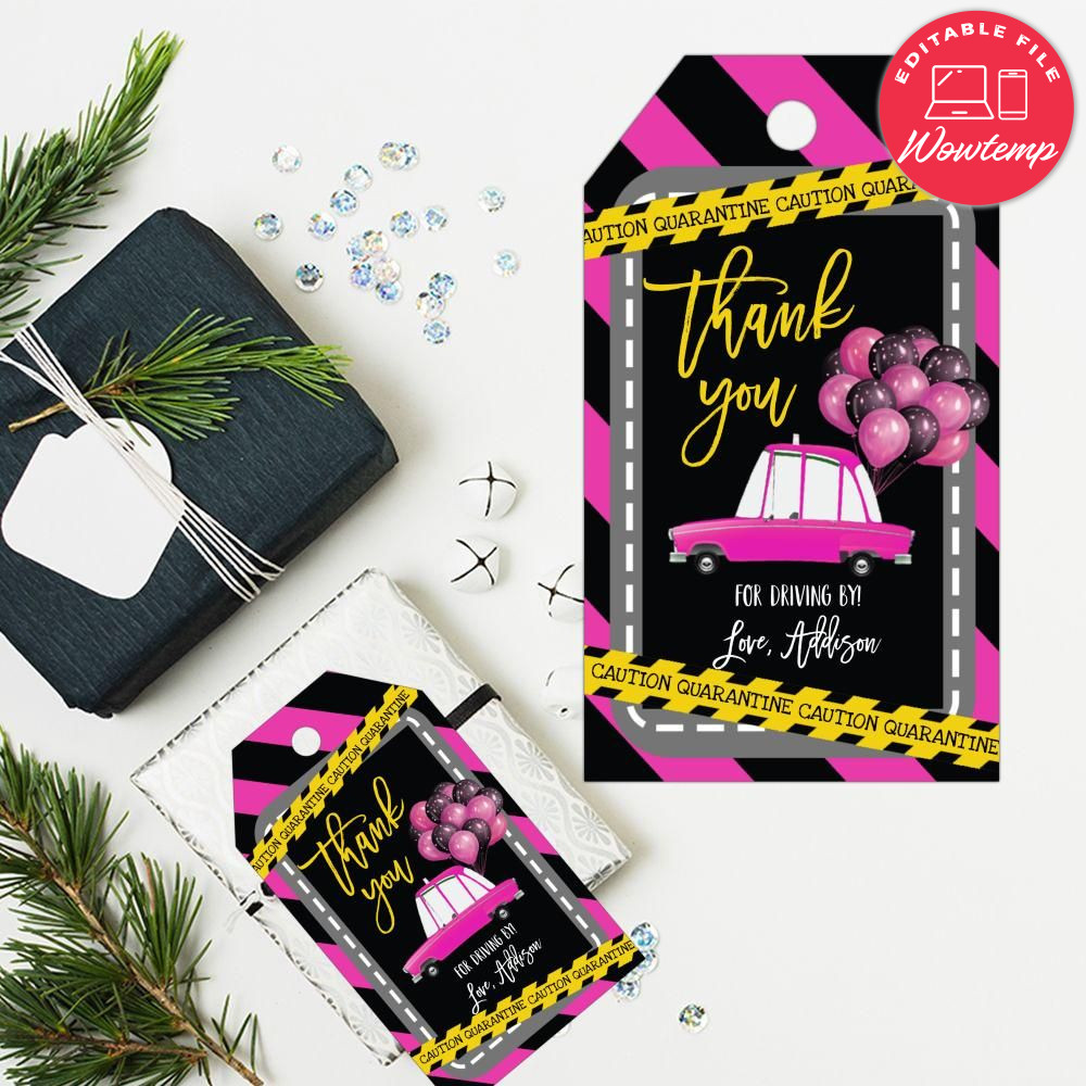 Printable Drive By Birthday Parade Favor Tag for Girl DIY | Wowtemp