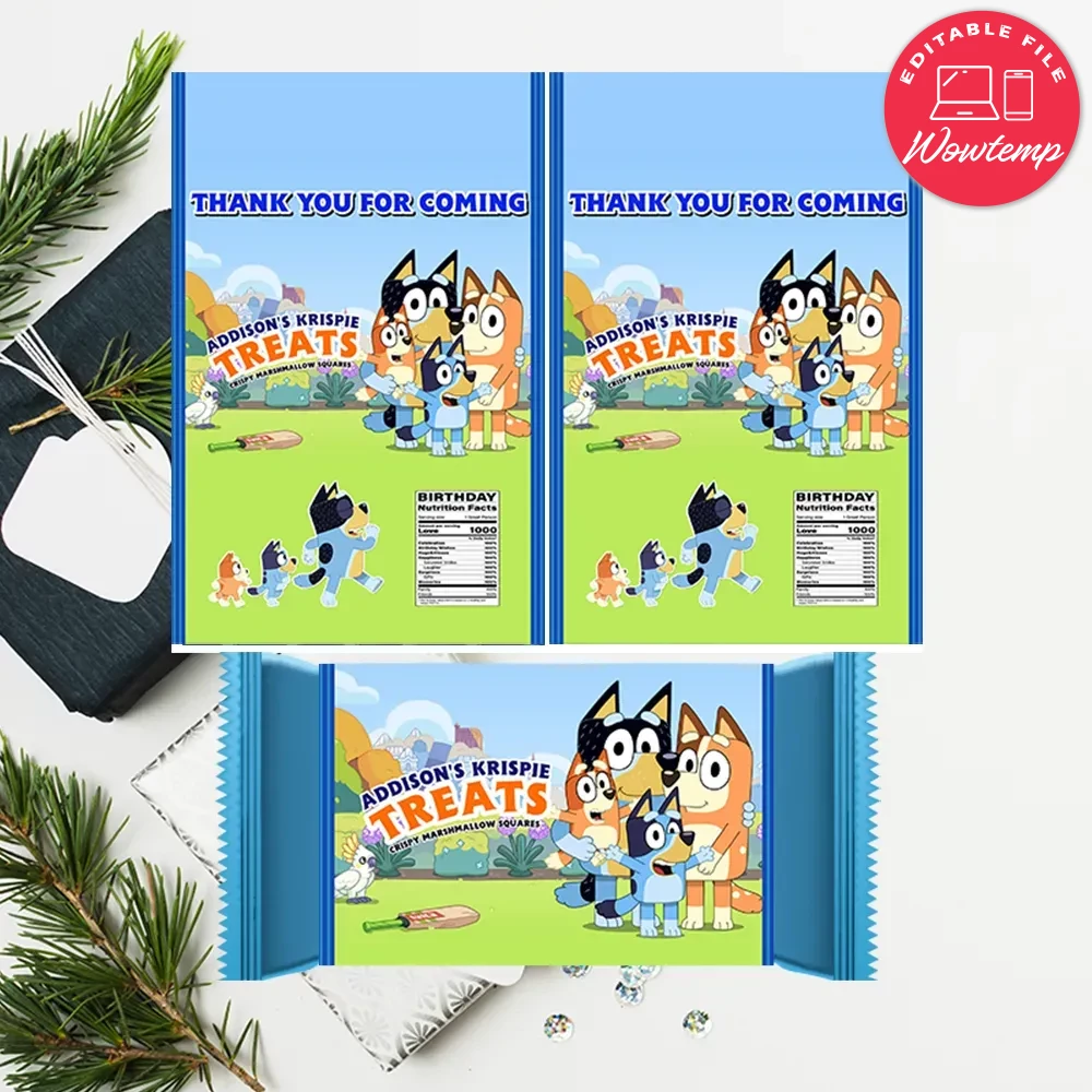 Bluey Rice Krispie Treat Digital File Printable DIY | Wowtemp