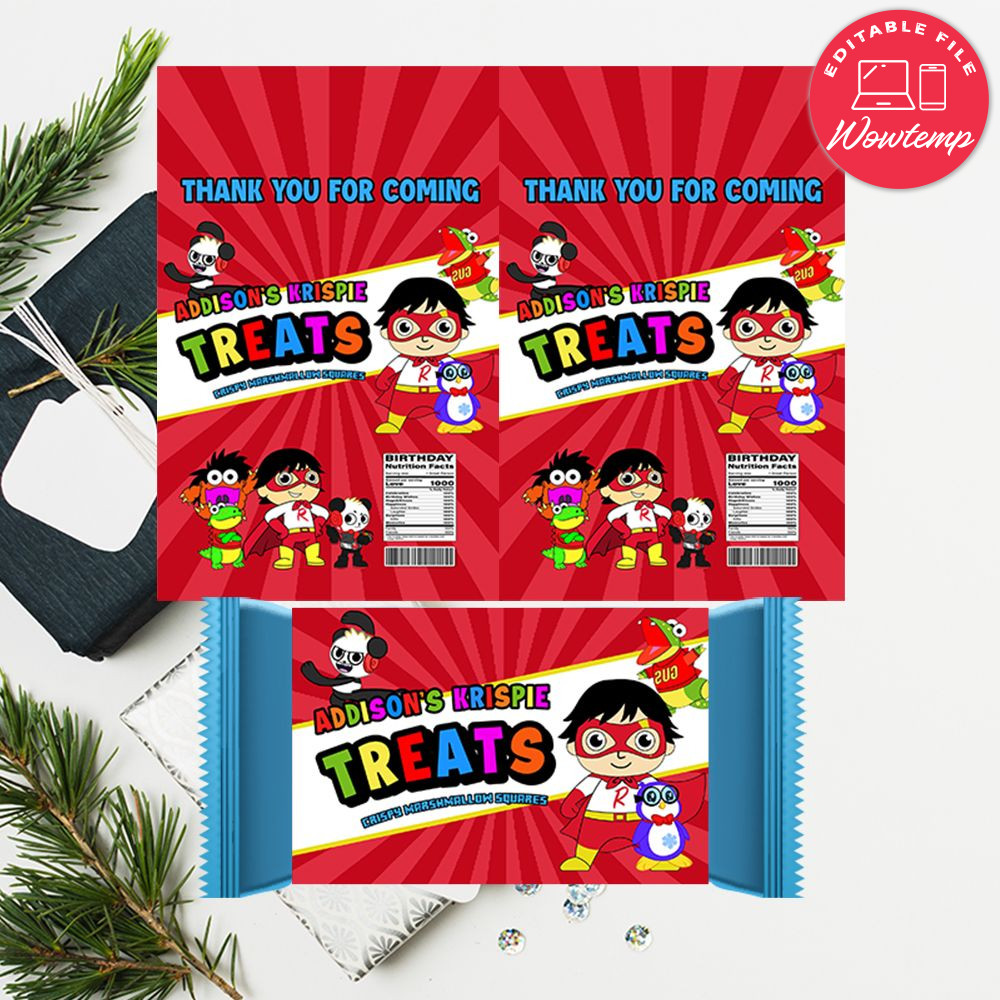 Ryan's World Rice Krispie Treat Digital File Template DIY | Zingtemp