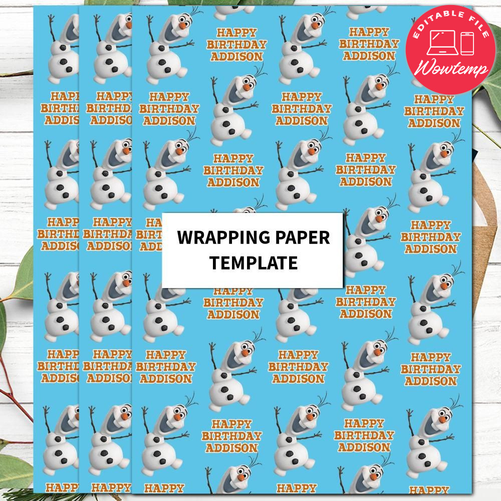 Olaf Frozen Wrapping Paper Printable Template Instant Download | Wowtemp