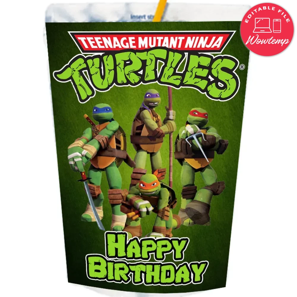 Teenage Mutant Ninja Turtle Capri Sun Birthday Label Digital File | Wowtemp