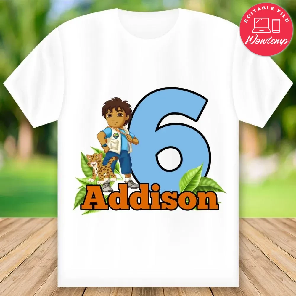 Customizable Go Diego go Birthday Iron On Transfer Tshirt DIY | Wowtemp
