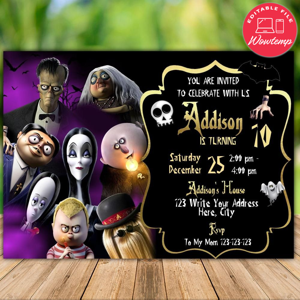 Printable Addams Family Invitation Template Instant Download | Wowtemp