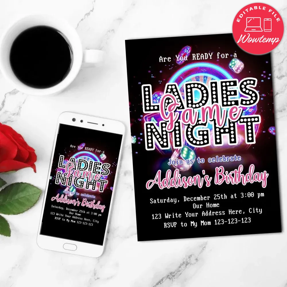 Ladies game night Invitation Template Instant Download | Wowtemp