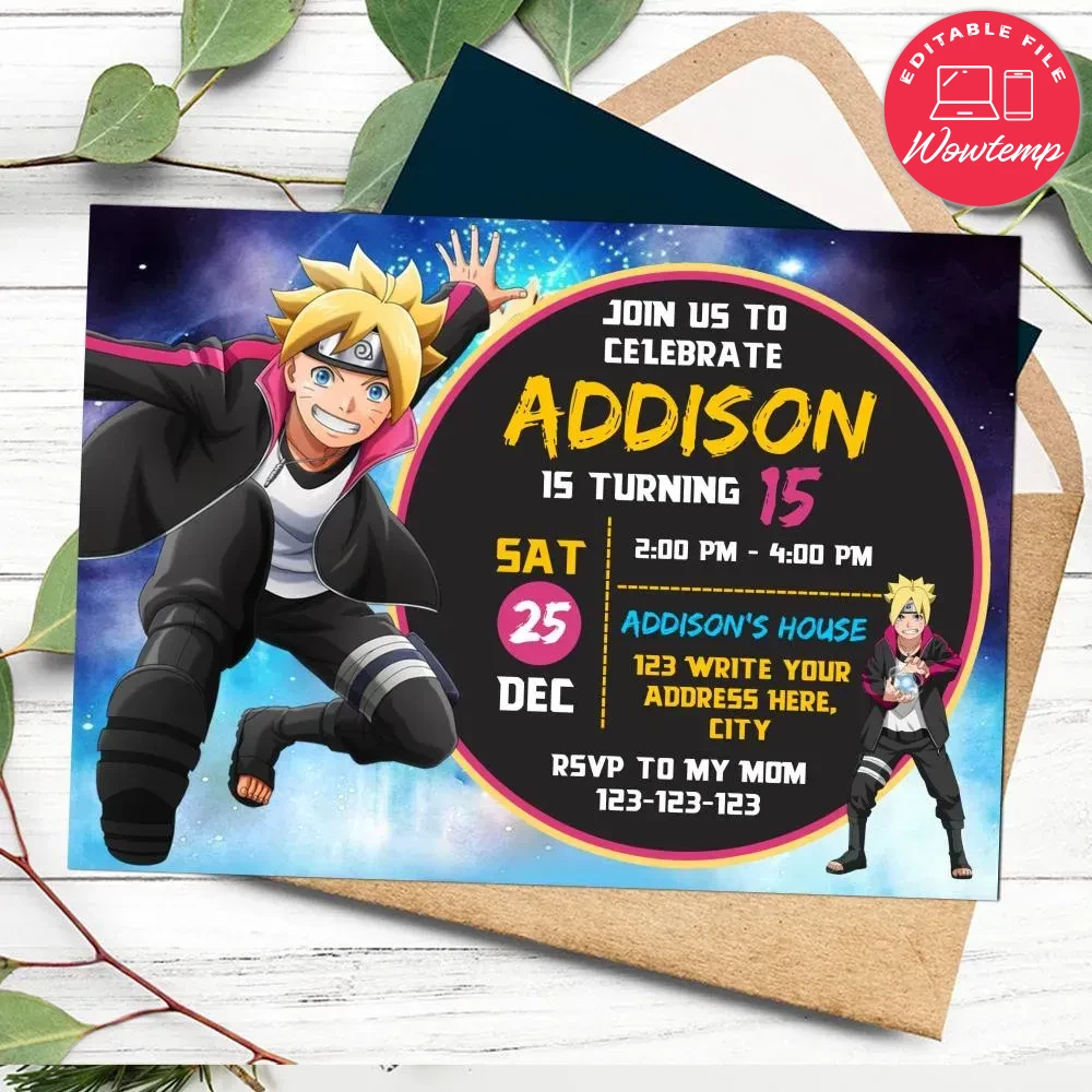 Boruto Invitation Template to Print at Home DIY | Wowtemp