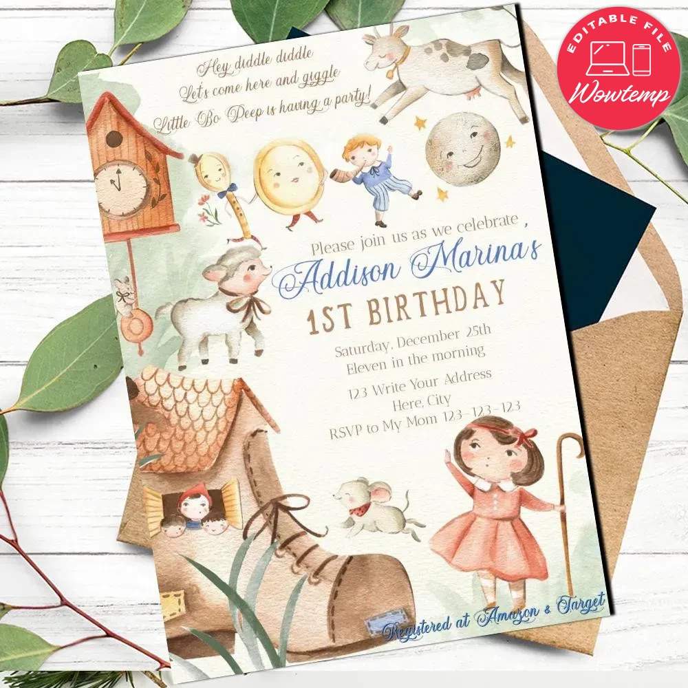 Rhymes Birthday Invitation Customizable Template Instant Download | Wowtemp