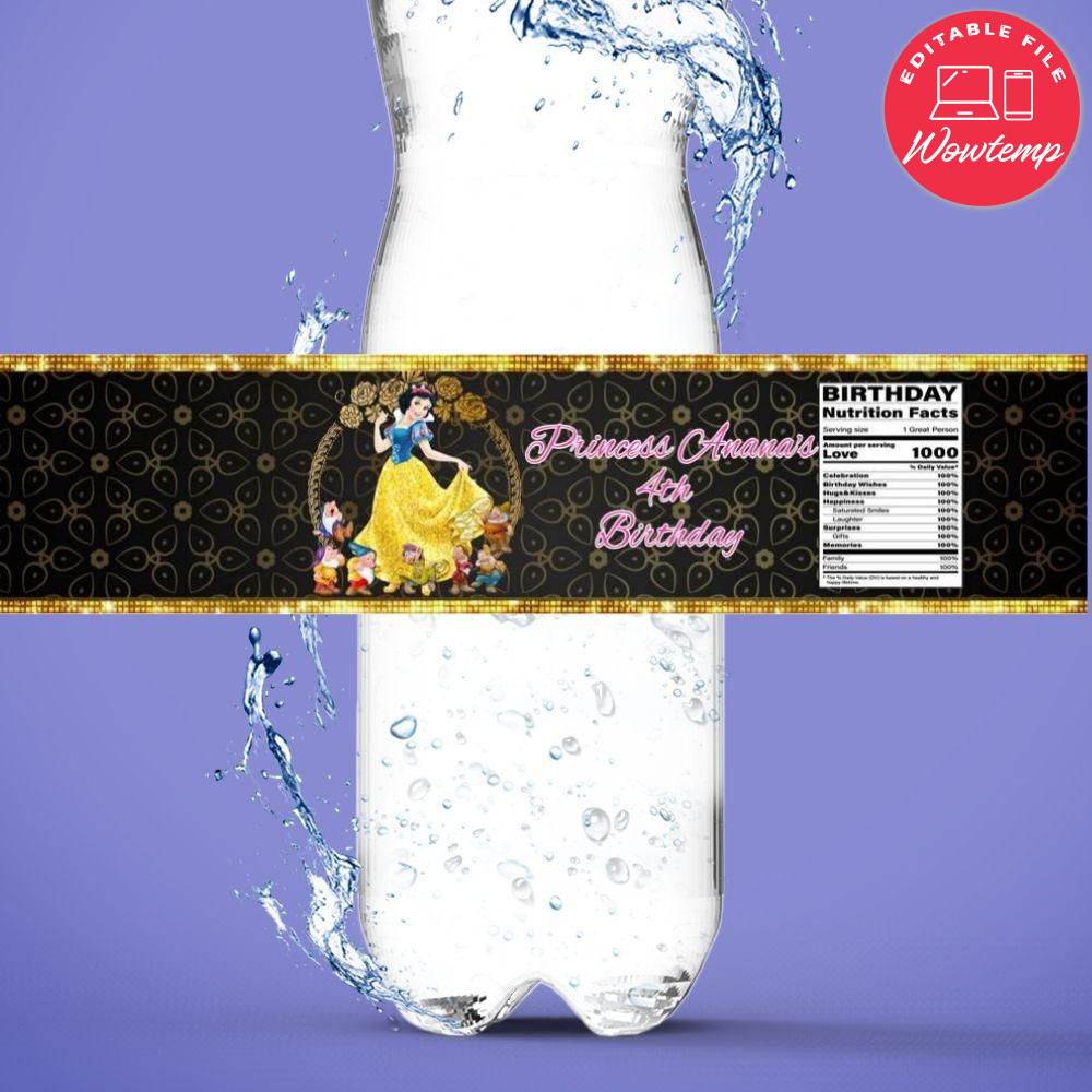 Snow White Water Bottle Label Template DIY | Wowtemp