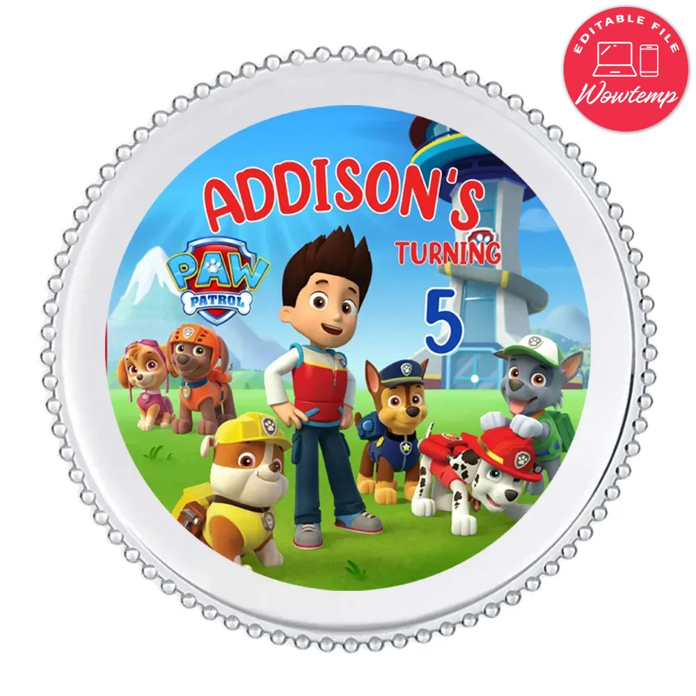 Paw Patrol Charger Plate Label Template DIY | Wowtemp