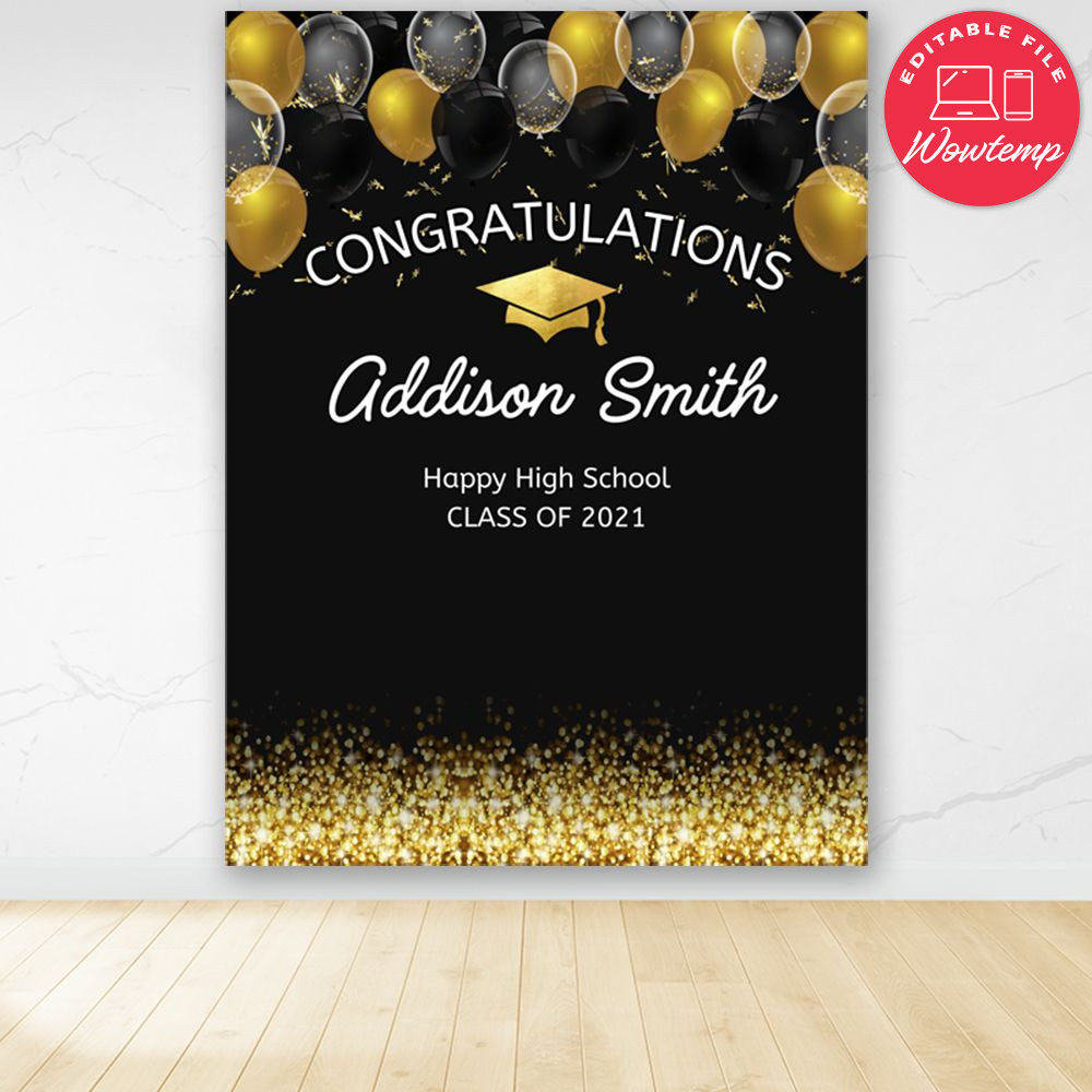 College Graduation Backdrop Digital File Template DIY | Wowtemp